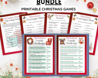Printable Christmas Games Bundle: Holiday Party Activities (20 Pages ...