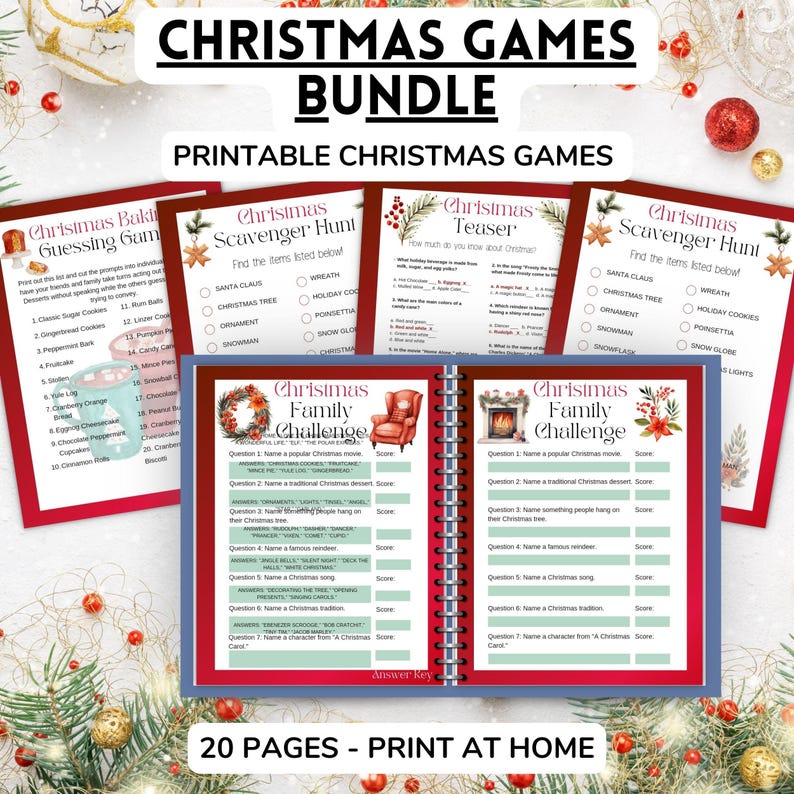 20 Printable Christmas Games Bundle, Printable Christmas Game ...