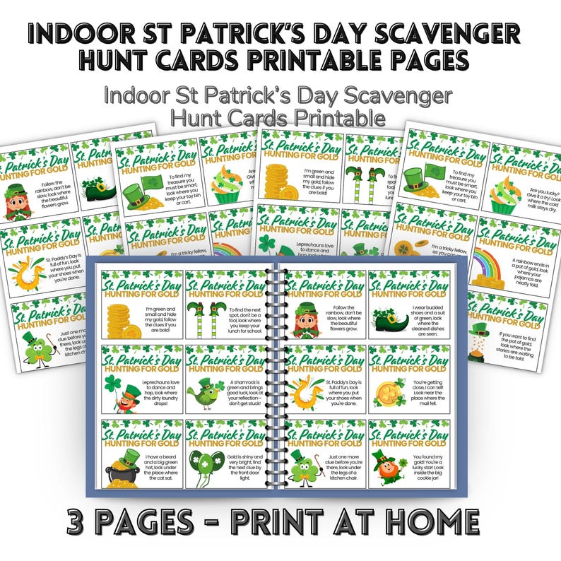 St Patrick’s Day Scavenger Hunt Printable for Kids,indoor Treasure Hunt ...