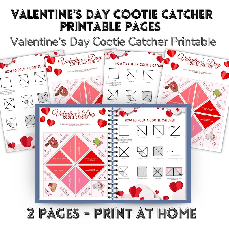Valentine’s Day Cootie Catcher Printable , Kids Fortune Teller Game ...