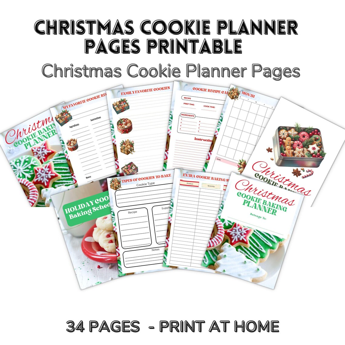 Christmas Cookie Planner Printable, Holiday Baking Organizer, 34 Pages ...