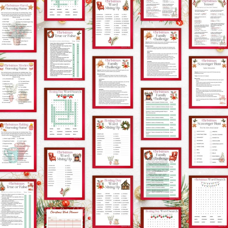 20 Printable Christmas Games Bundle, Printable Christmas Game ...