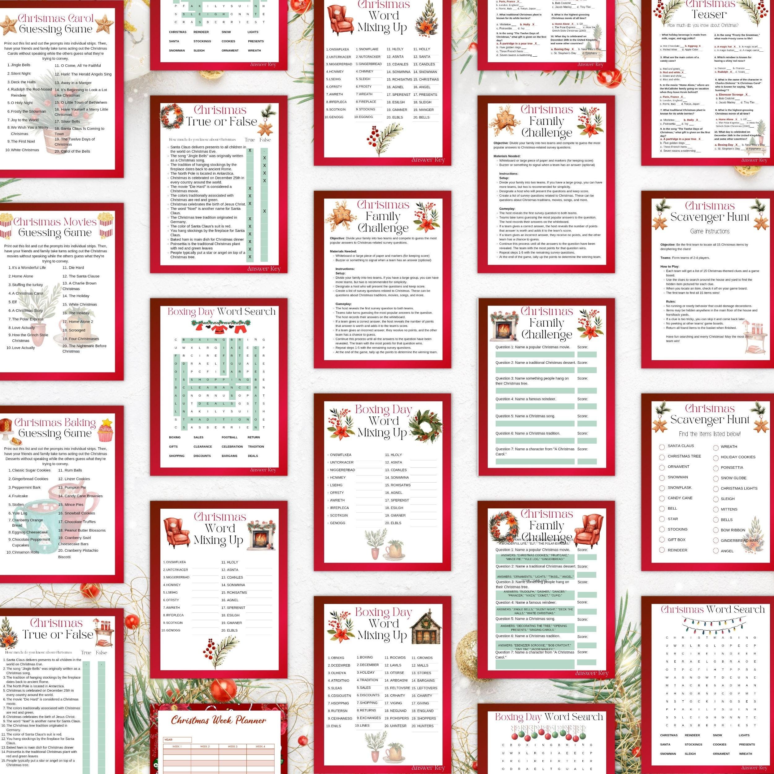 20 Printable Christmas Games Bundle, Printable Christmas Game ...
