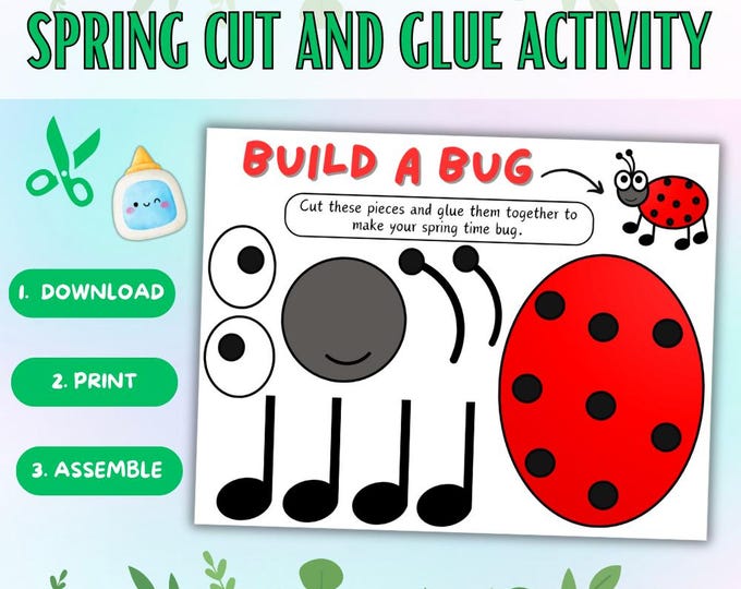 Build a Ladybug Craft Printable , Spring Cut and Glue Activity for Kids ...