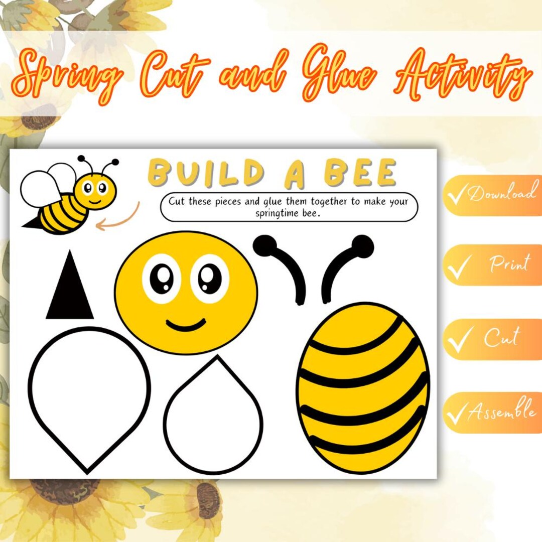 Build A Bee Craft Printable for Kids Cut and Paste Activity Bee ...