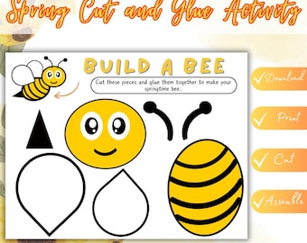 Build A Bee Craft Printable for Kids Cut and Paste Activity Bee ...