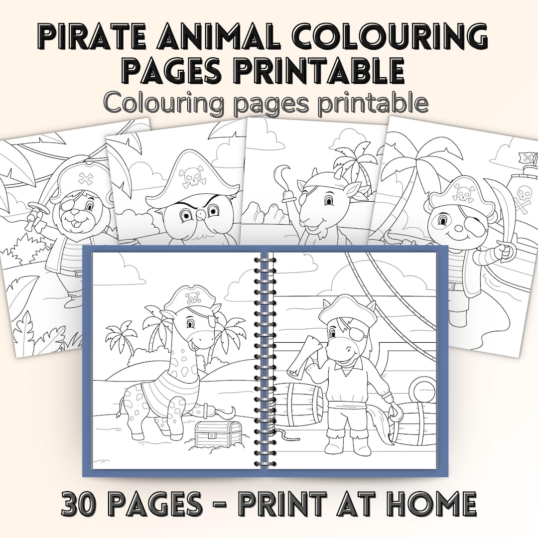 30 Pirate Animal Printable Coloring Pages for Kids, Boys, Girls, and ...
