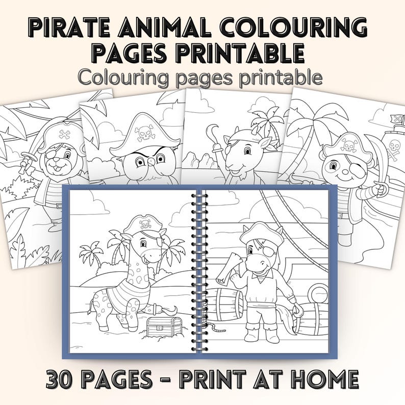 30 Pirate Animal Printable Coloring Pages for Kids, Boys, Girls, and ...
