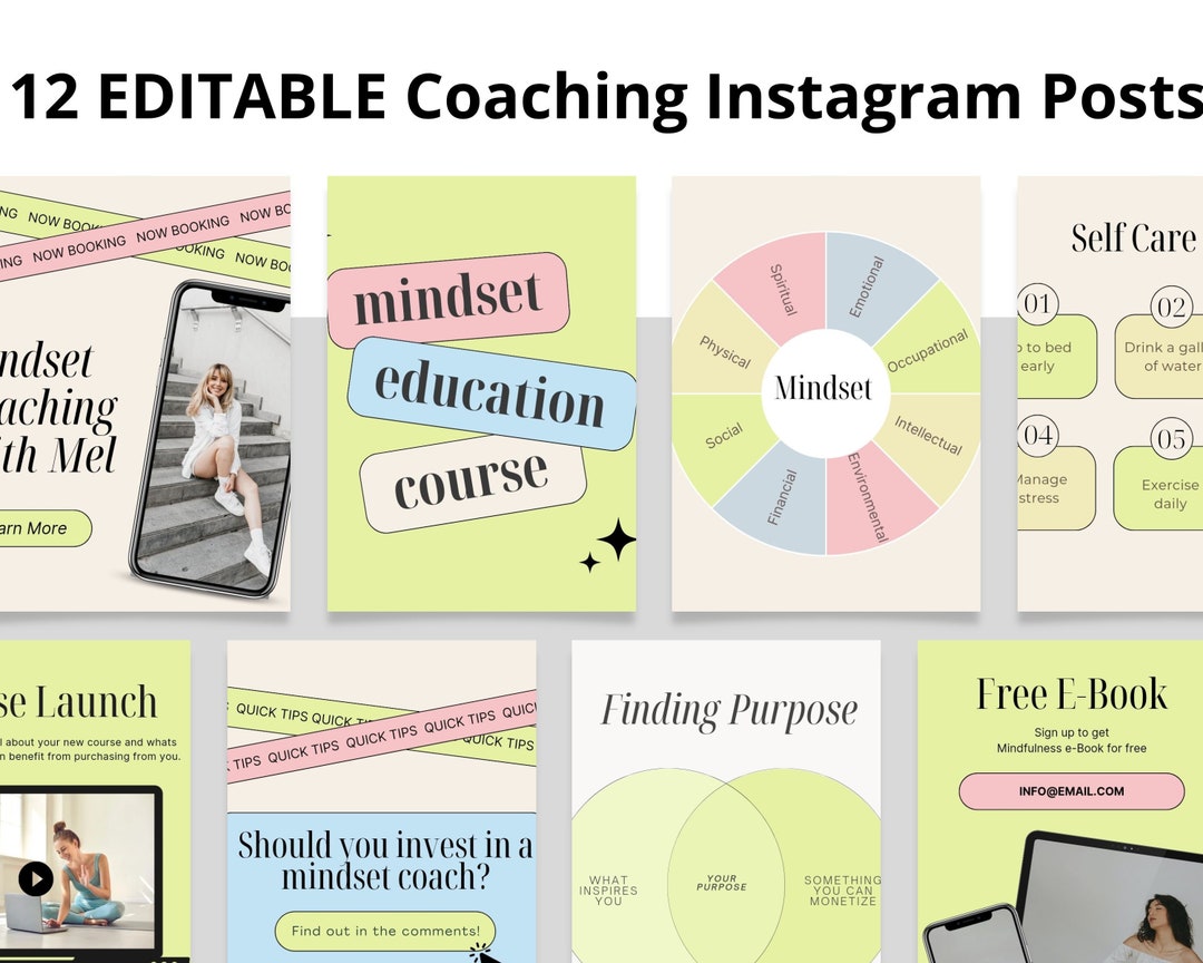 Mindset Coach Instagram Templates: Editable Canva Posts (digital ...