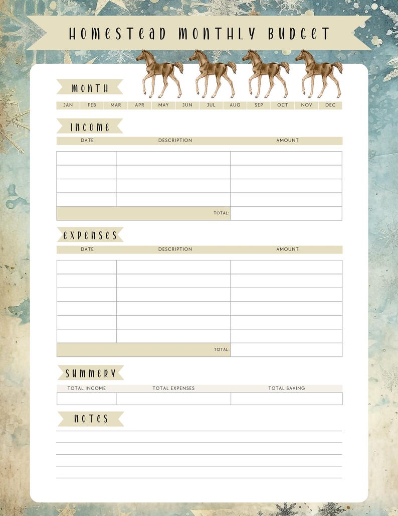 Winter Homestead Planner Printable | Rustic Farmhouse Winter Organizer ...