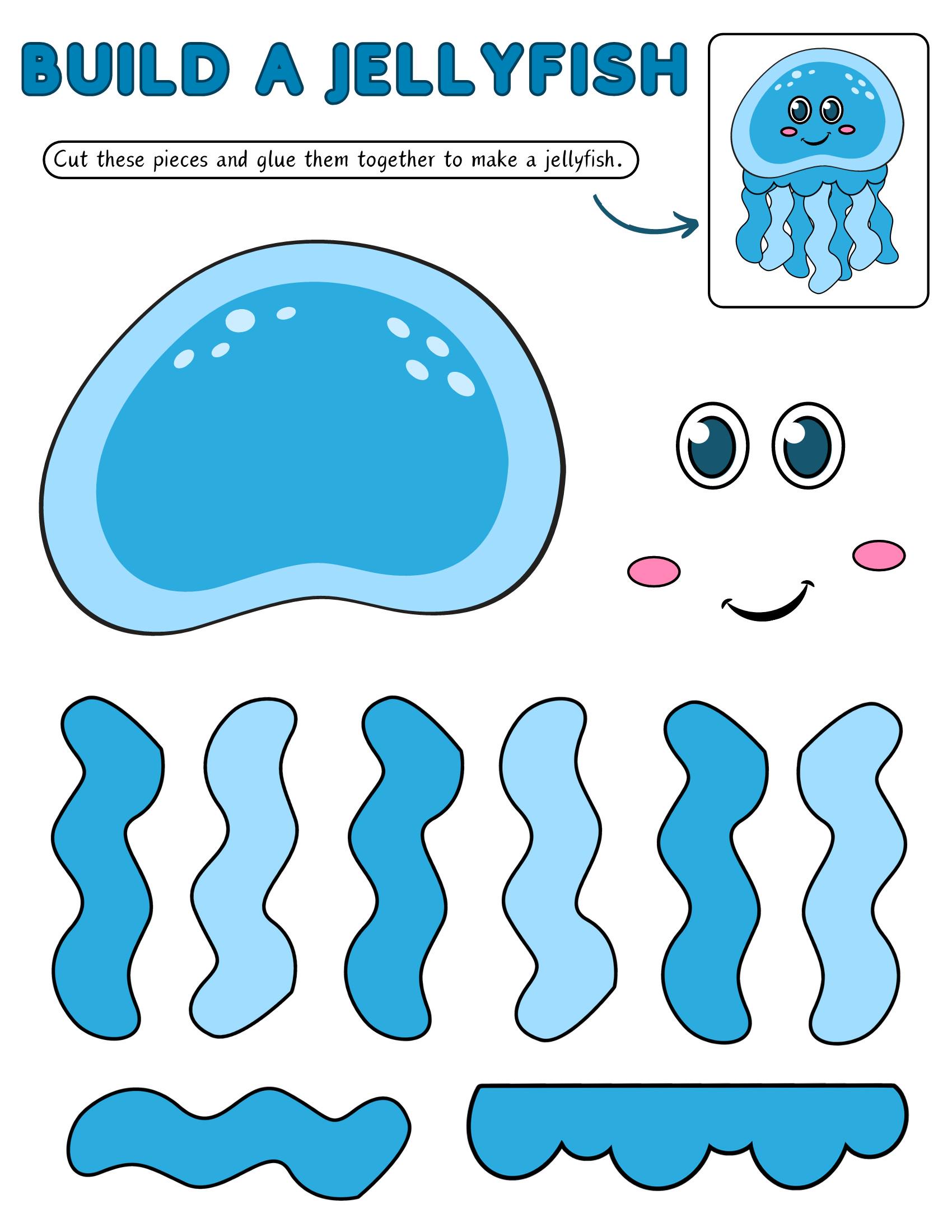 Jellyfish Craft Printable , Kids Ocean Animal Cut and Paste Activity ...