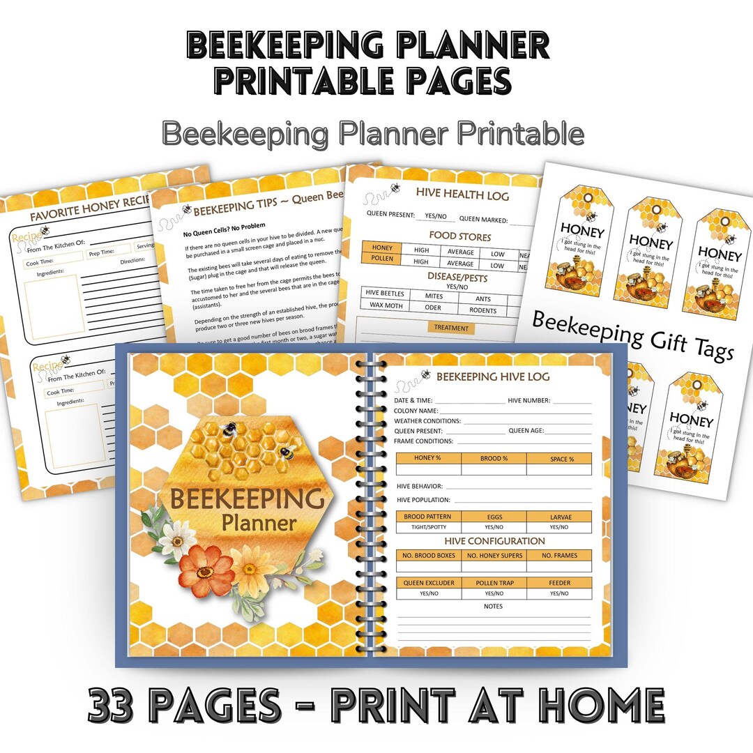 Beekeeping Planner Printable , Log Book for Beekeepers , Apiculture ...