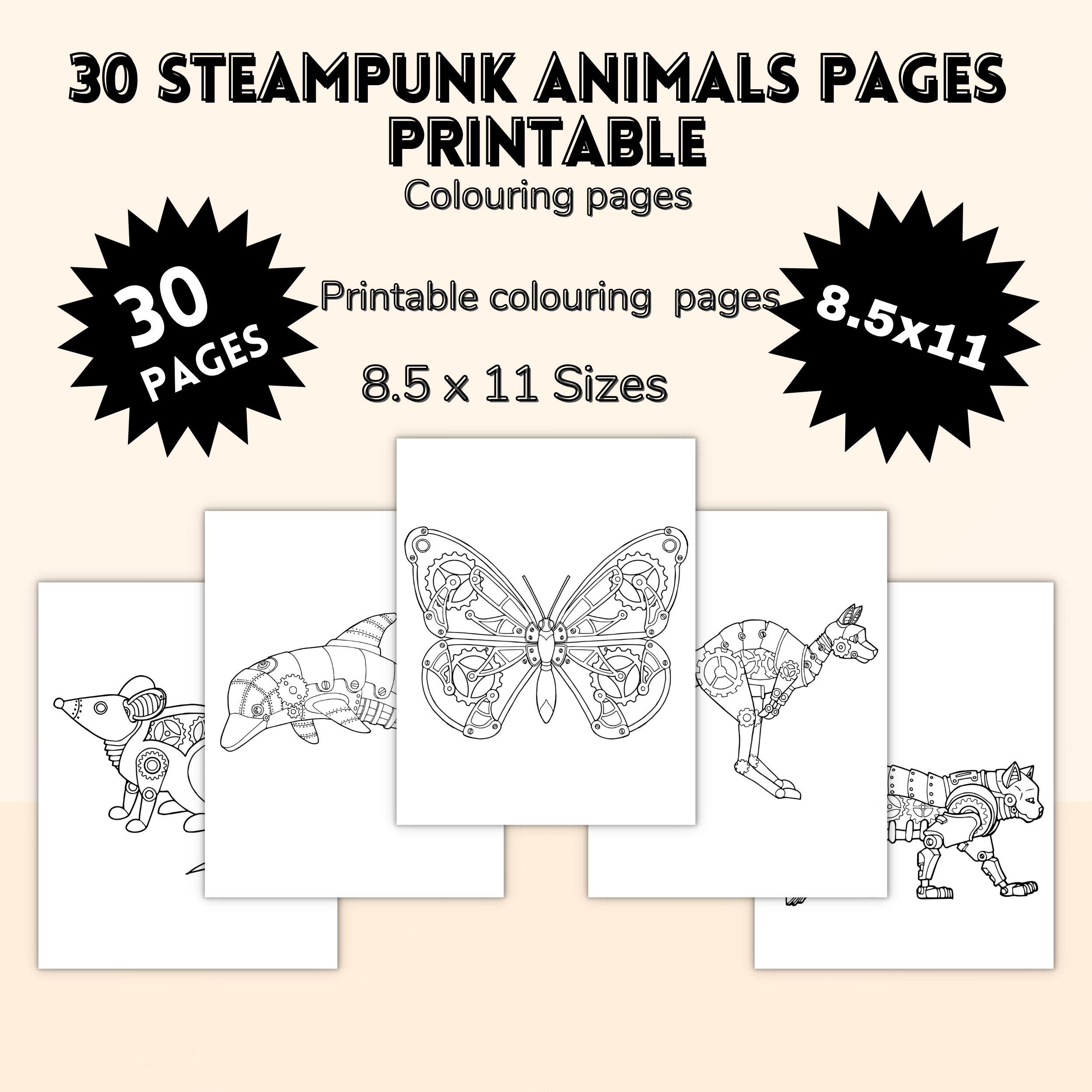 30 Steampunk Animal Coloring Pages | Printable Steampunk Animals PDF ...