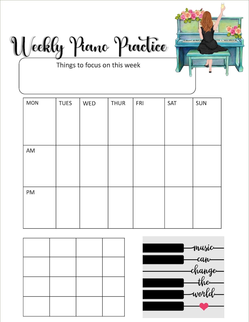Kids Piano Practice Planner Printable PDF – 26 Page Music Lesson ...