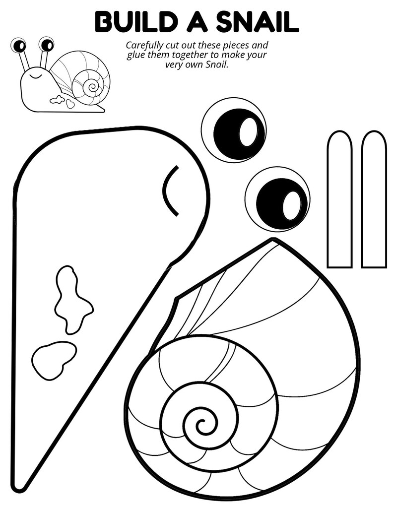 Build a Snail Craft Printable Kids Activity ,preschool Cut Paste ...