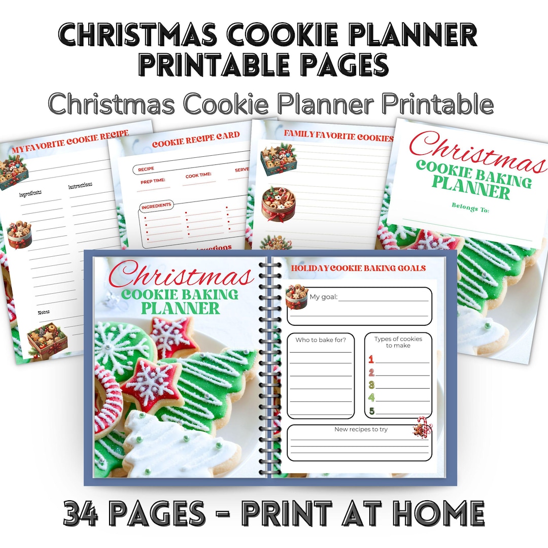Christmas Cookie Planner Printable, Holiday Baking Organizer, 34 Pages ...
