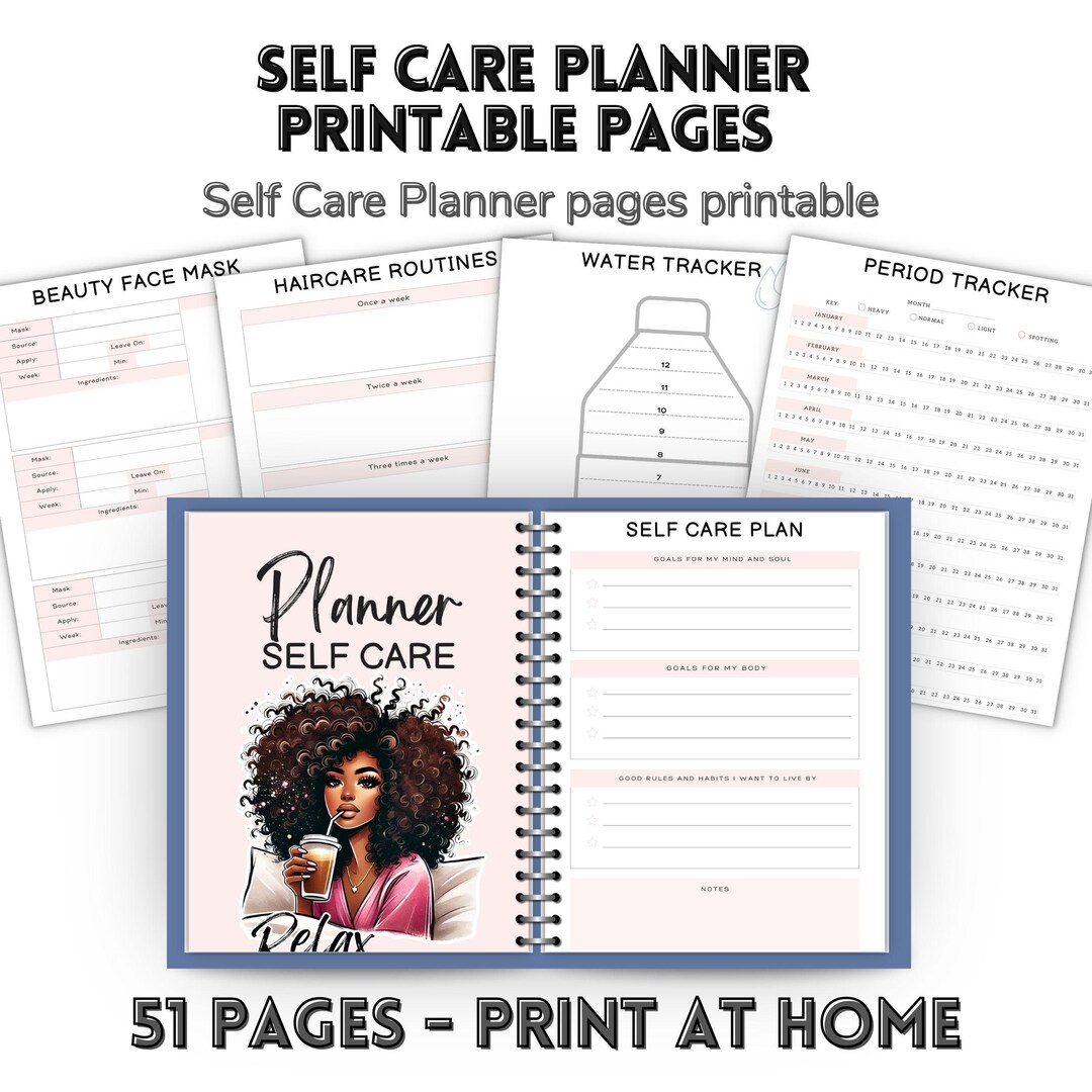 51 Pages Self Care Planner Printable | Black Girl Planner | Daily ...
