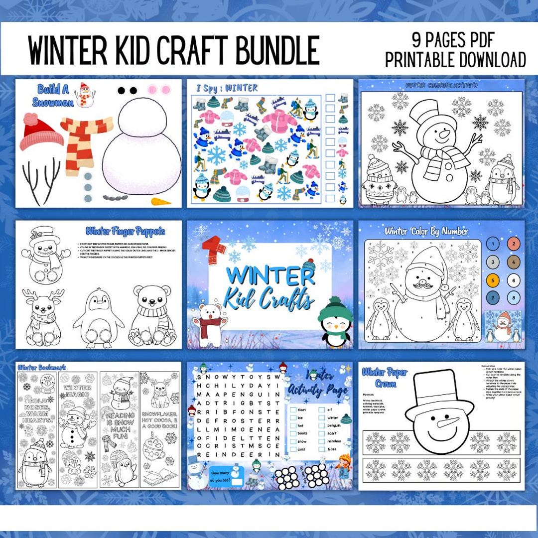 Winter Kids Craft Bundle Printable | Winter Activity Pack for Kids | I ...