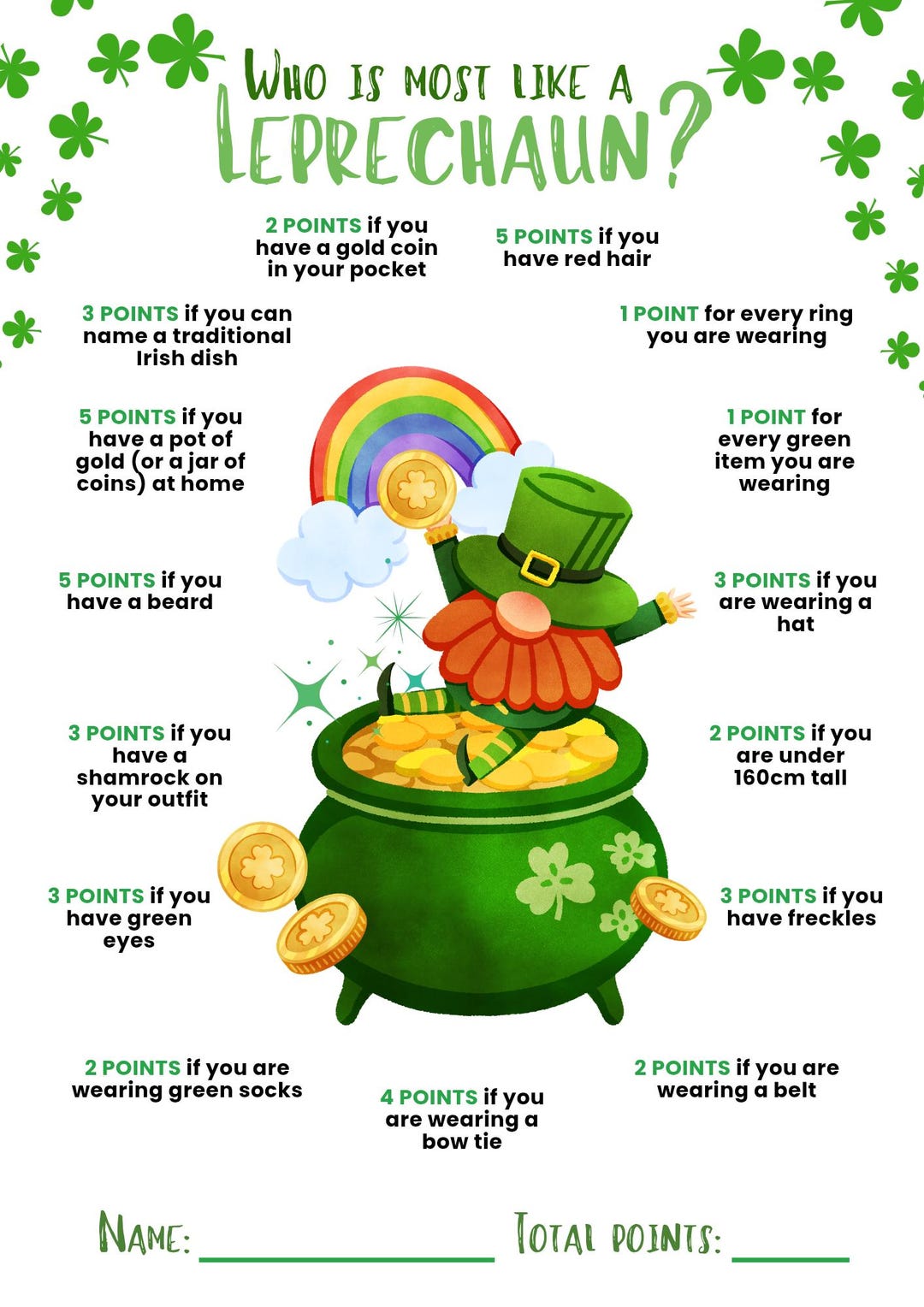 Who is Most Like a Leprechaun Game Printable ,st Patrick’s Day Party ...
