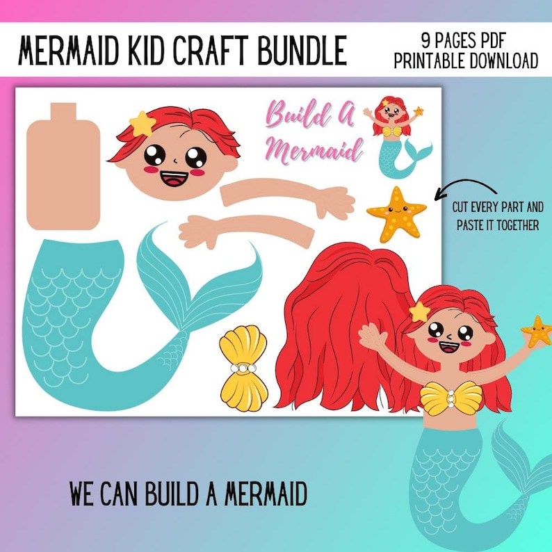 Mermaid Kids Craft Bundle Printable, Mermaid Activities, Coloring Pages ...