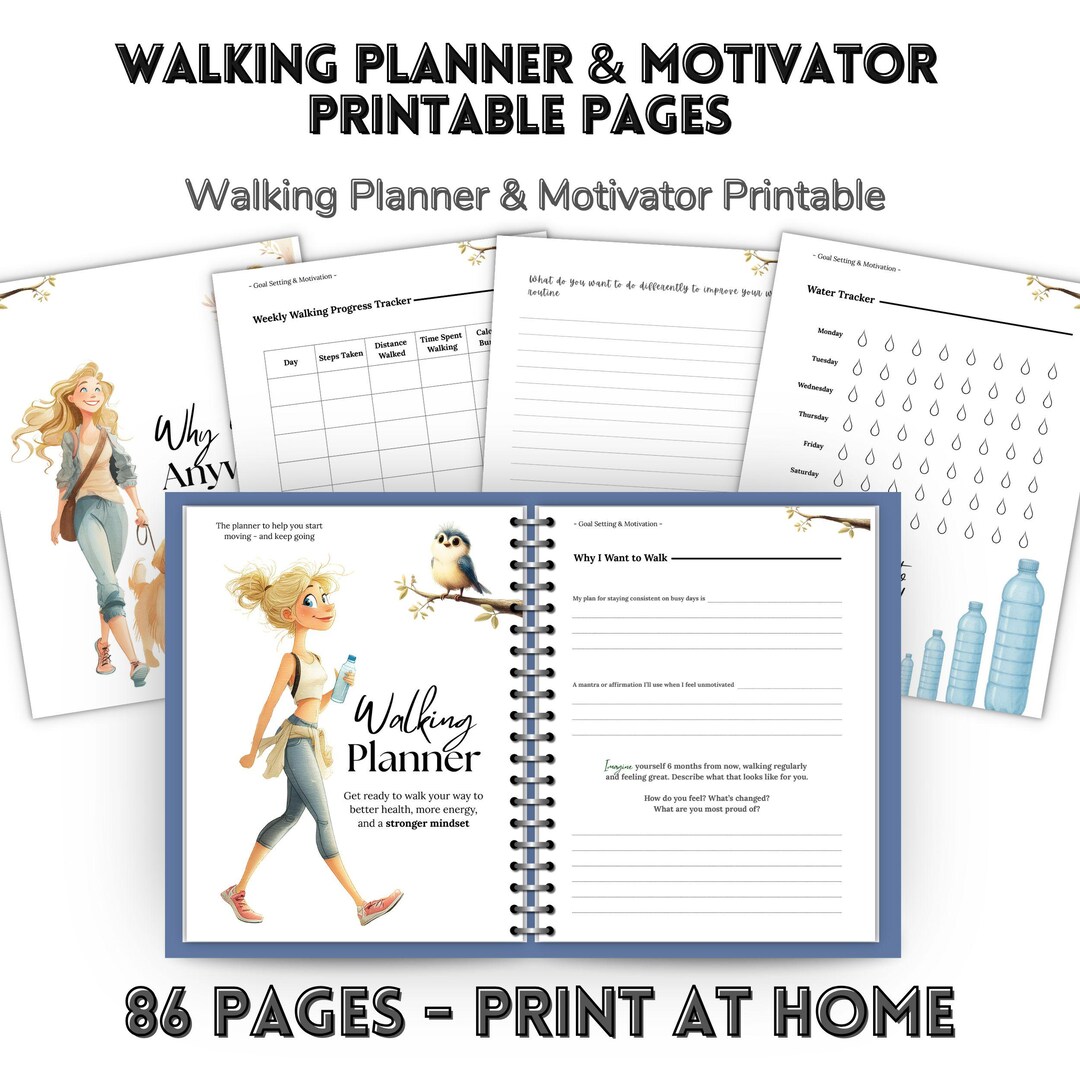 Walking Challenge Planner Printable, Daily Walking Journal A4, Monthly ...