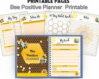 Bee Positive Printable Planner | 24 Page Personal Planner Bundle ...