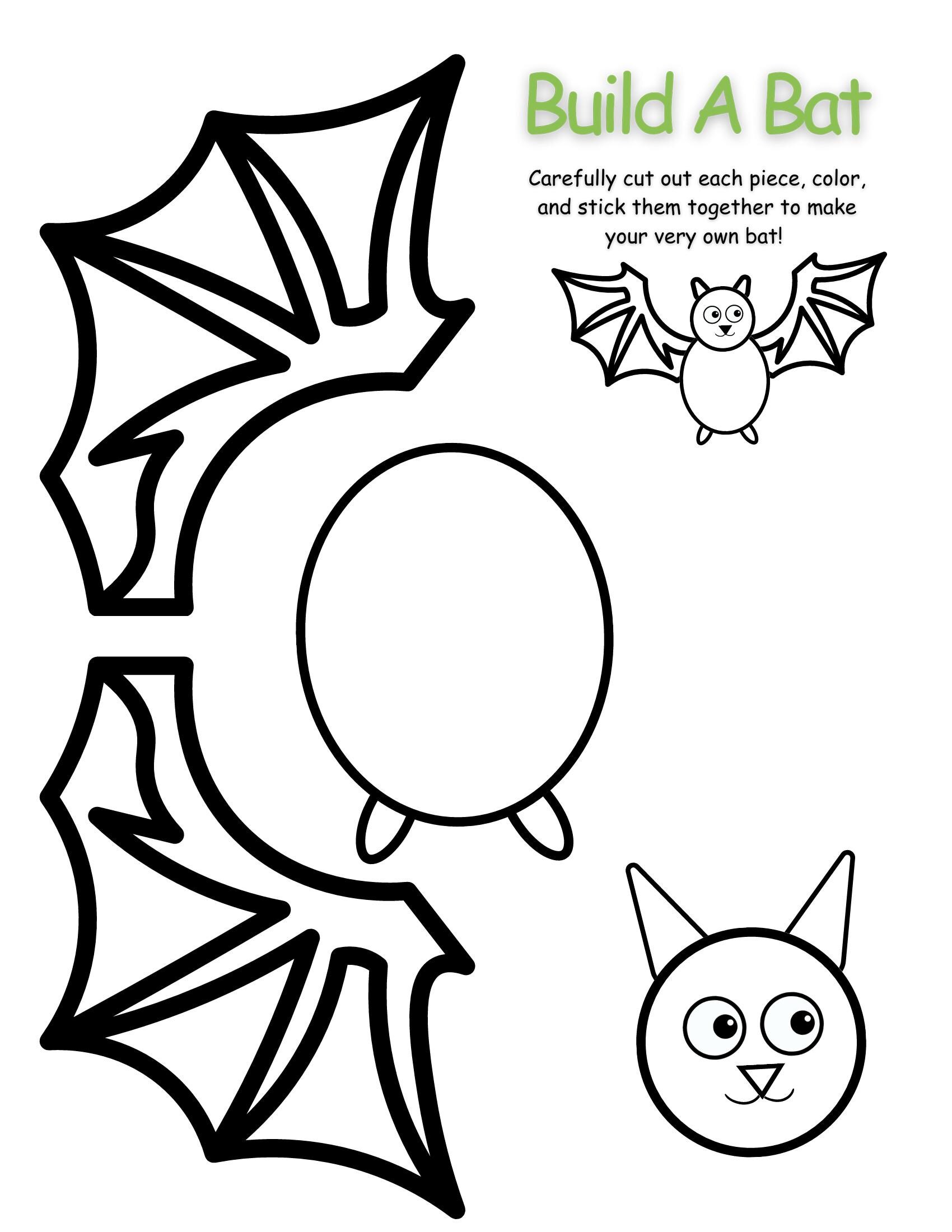 Build a Bat Halloween Craft Printable for Kids – Cut and Paste PDF ...