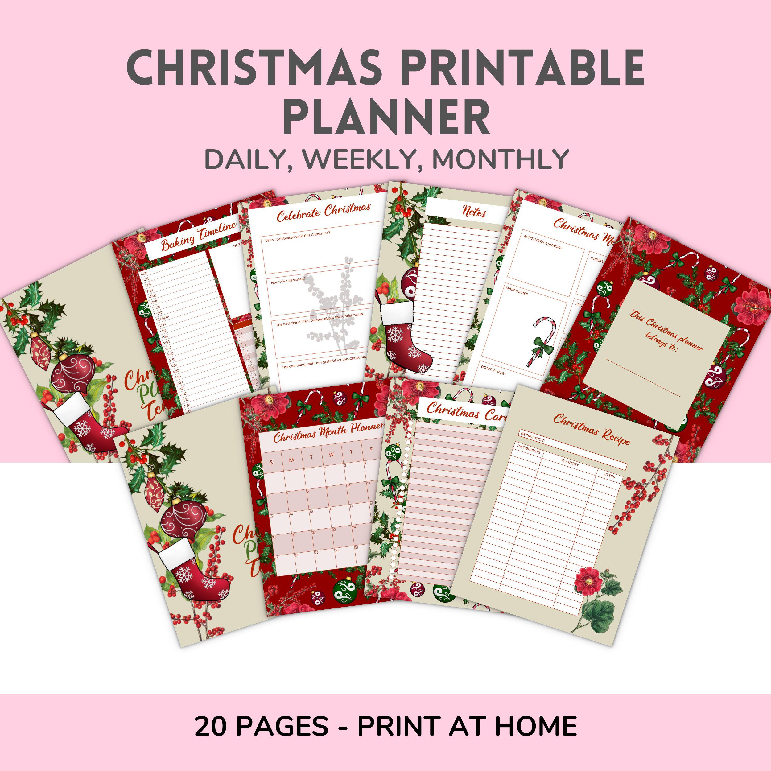 Vintage Floral Christmas Planner With Hand Painted Glitter Ornaments,20 ...