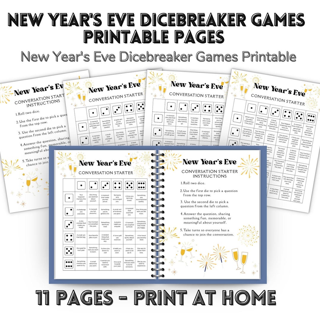 New Years Eve Dice Game Printable , Year in Review Dicebreaker Party ...