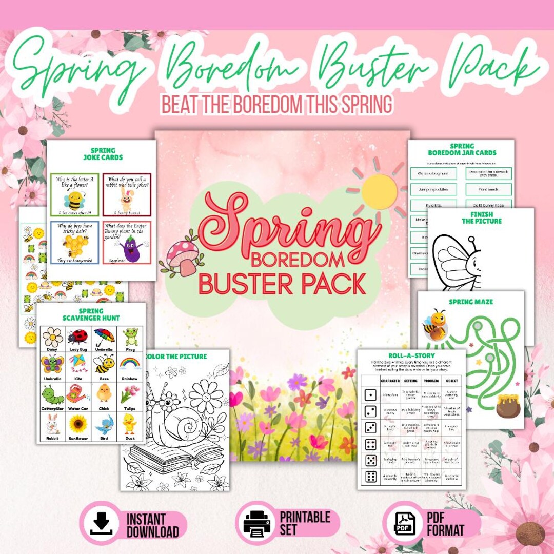 Spring Boredom Buster Pack Printable,spring Activity Bundle for Kids ...