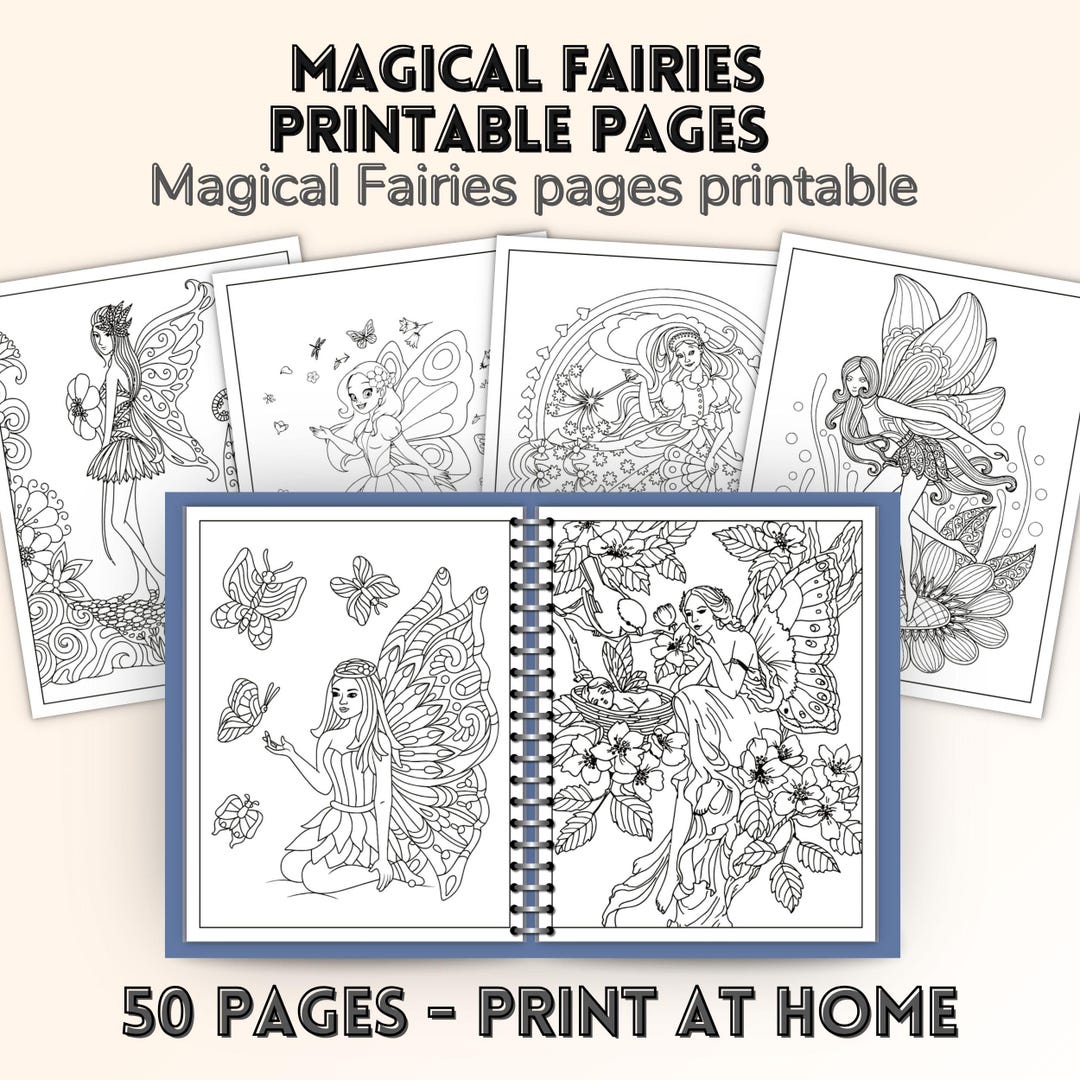 50 Magical Fairies Coloring Pages Printable PDF | Fantasy Fairy ...