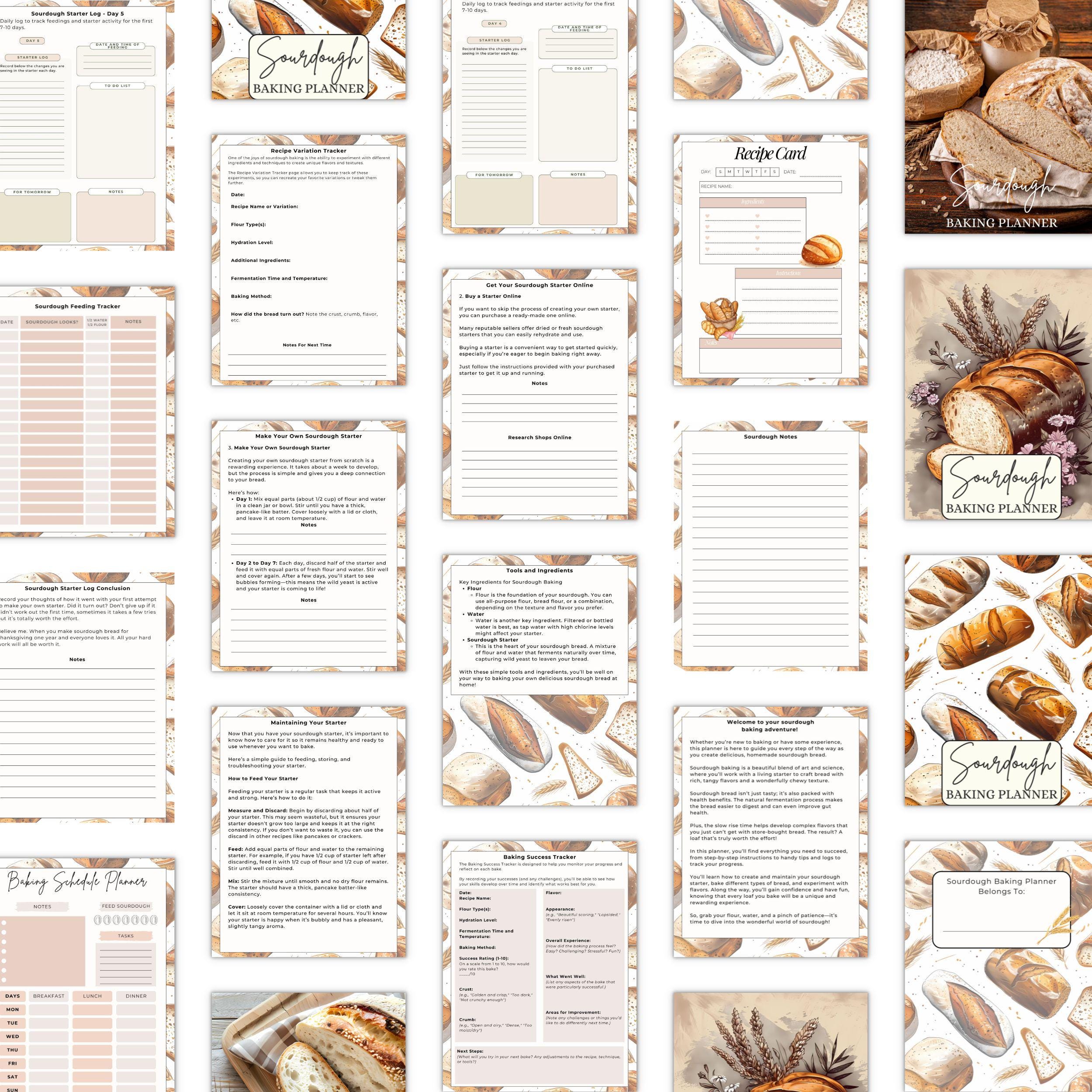 Sourdough Baking Planner Printable | 34 Pages Bread Making Tracker ...