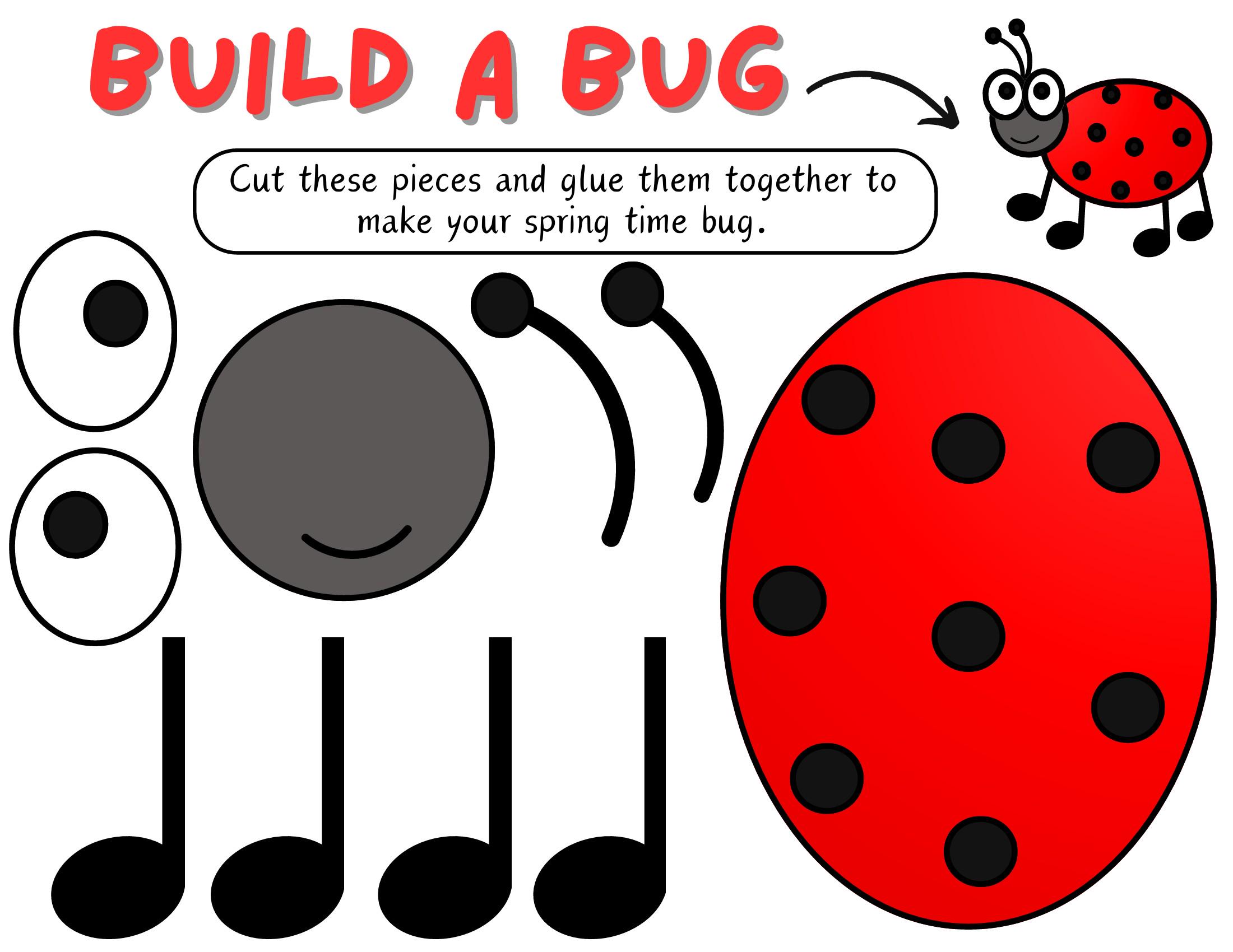 Build a Ladybug Craft Printable , Spring Cut and Glue Activity for Kids ...