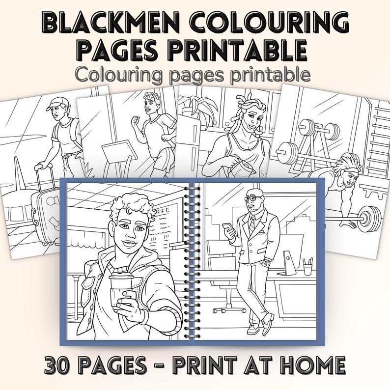 30 Black Handsome Men Coloring Pages for Adults | African American Men ...