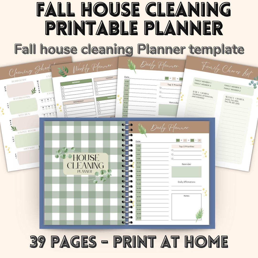 Fall House Cleaning Planner Printable | 39 Pages | Rustic Farmhouse ...