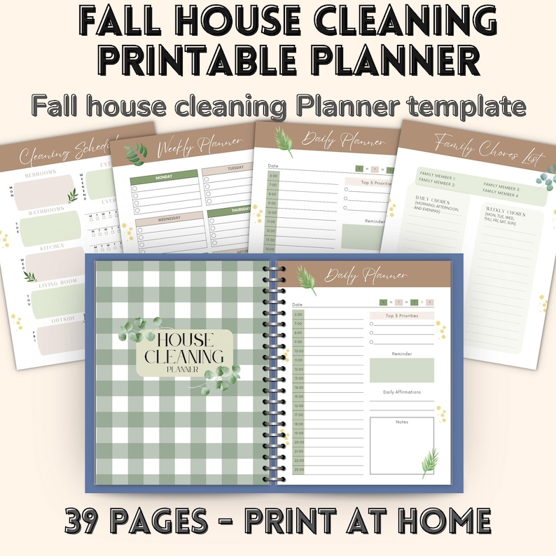 Fall House Cleaning Planner Printable | 39 Pages | Rustic Farmhouse ...