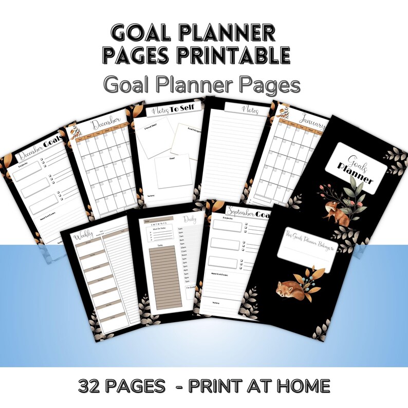 Goal Planner Printable Bundle 32 Pages | Goal Setting Journal PDF ...
