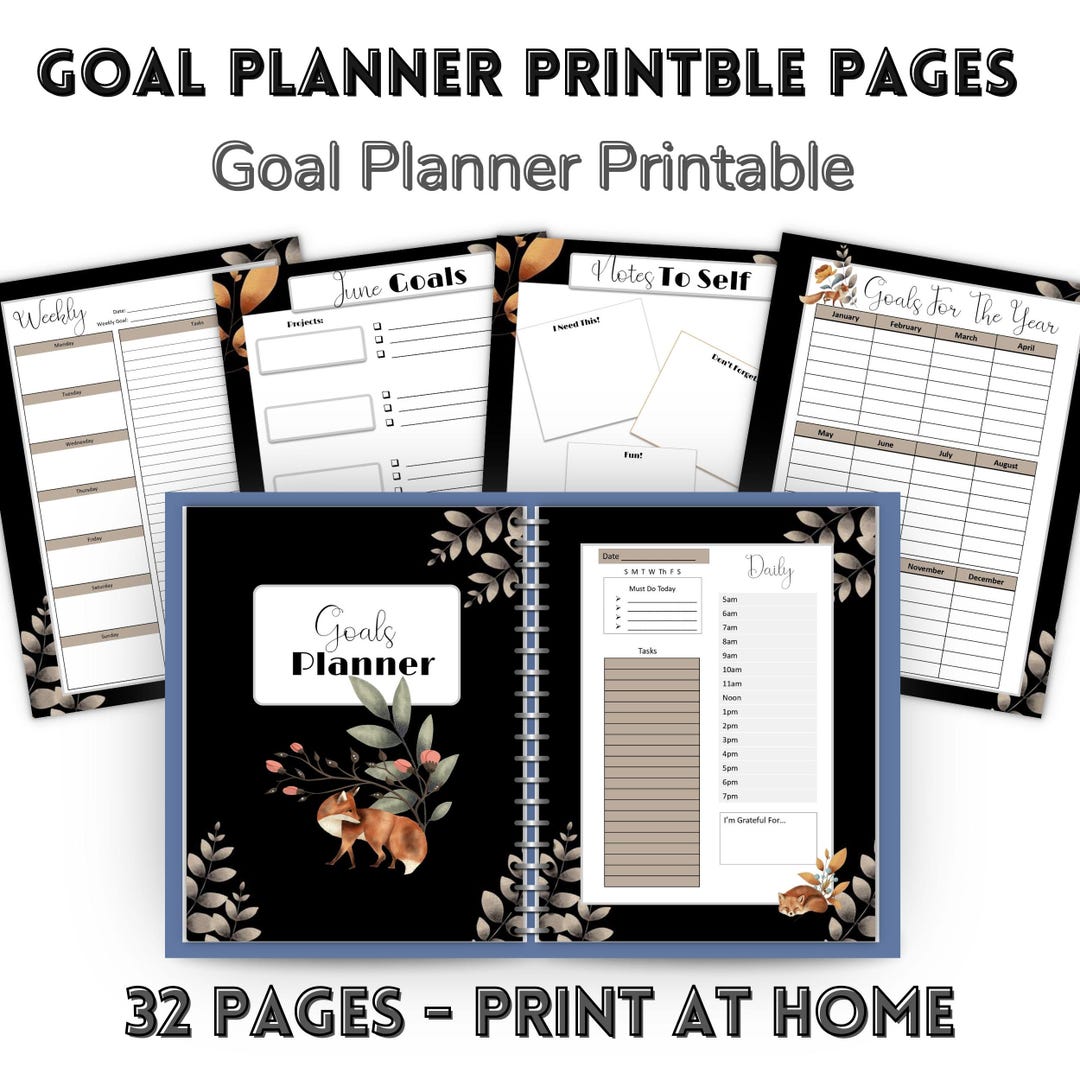 Goal Planner Printable Bundle 32 Pages | Goal Setting Journal PDF ...