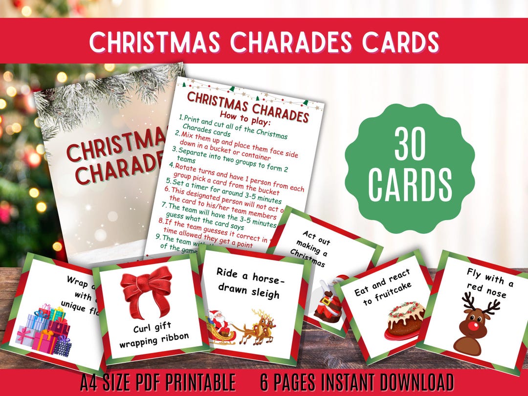 30 Christmas Charades Printable Cards | Holiday Party Game | Family Fun ...