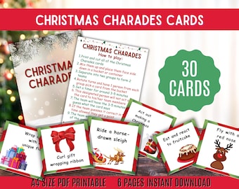 30 Christmas Charades Printable Cards | Holiday Party Game | Family Fun ...