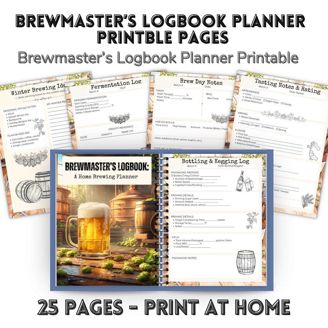 Brewmaster’s Logbook Printable | Beer Brewing Journal PDF | Home ...
