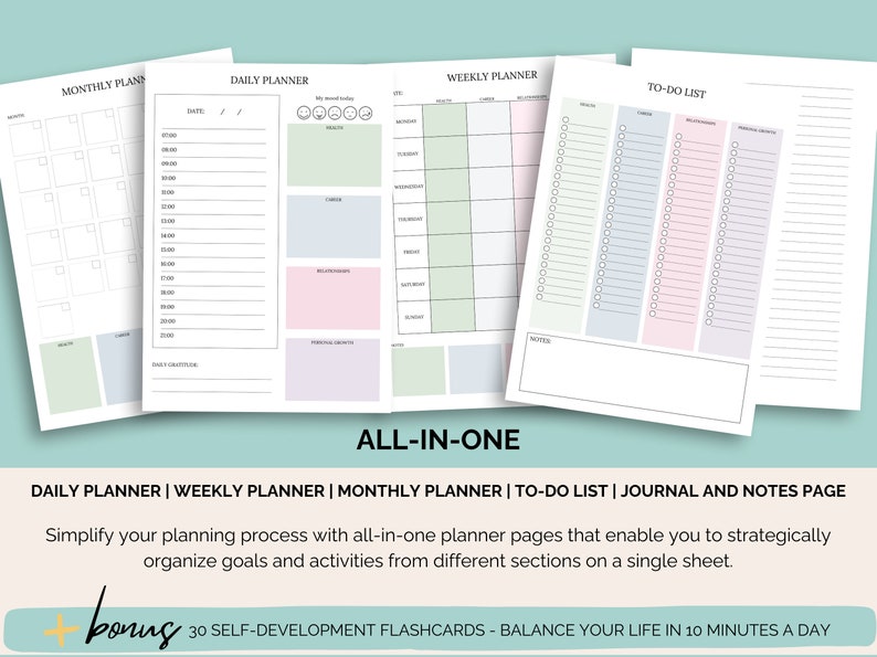 Printable Life Goal Planner Bundle, Smart Goal Setting Planner, Life ...