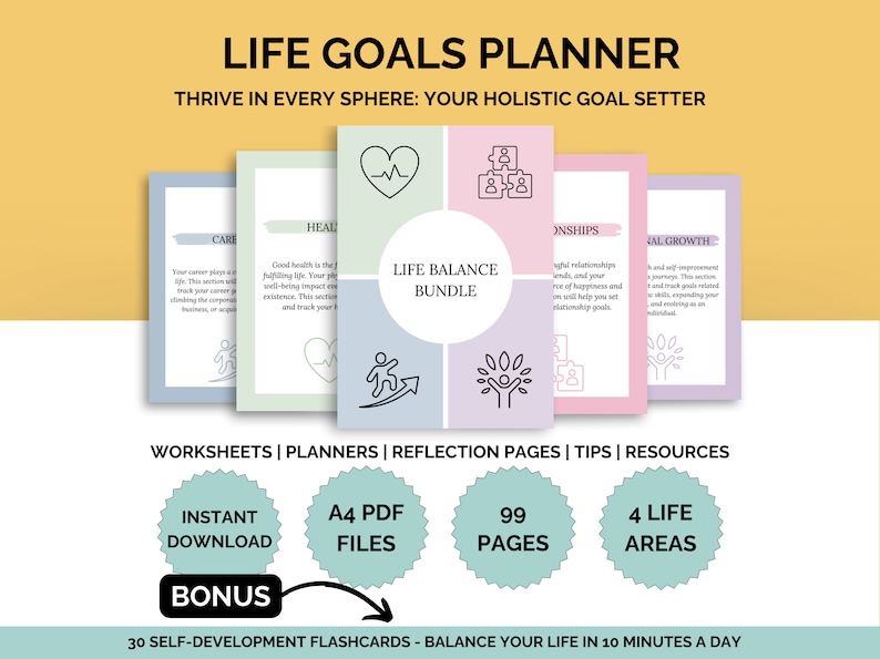 Printable Life Goal Planner Bundle, Smart Goal Setting Planner, Life ...