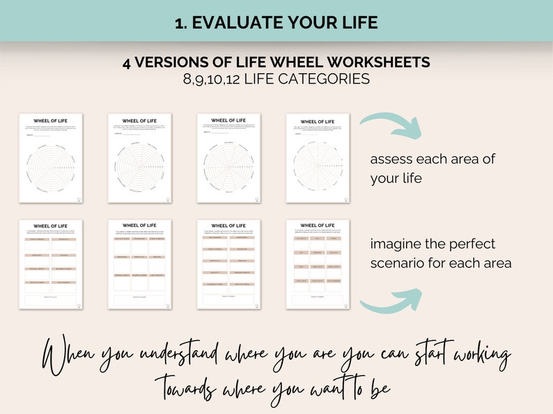 Wheel of Life Planner - Goal Setting Template - Life Balance Workbook ...