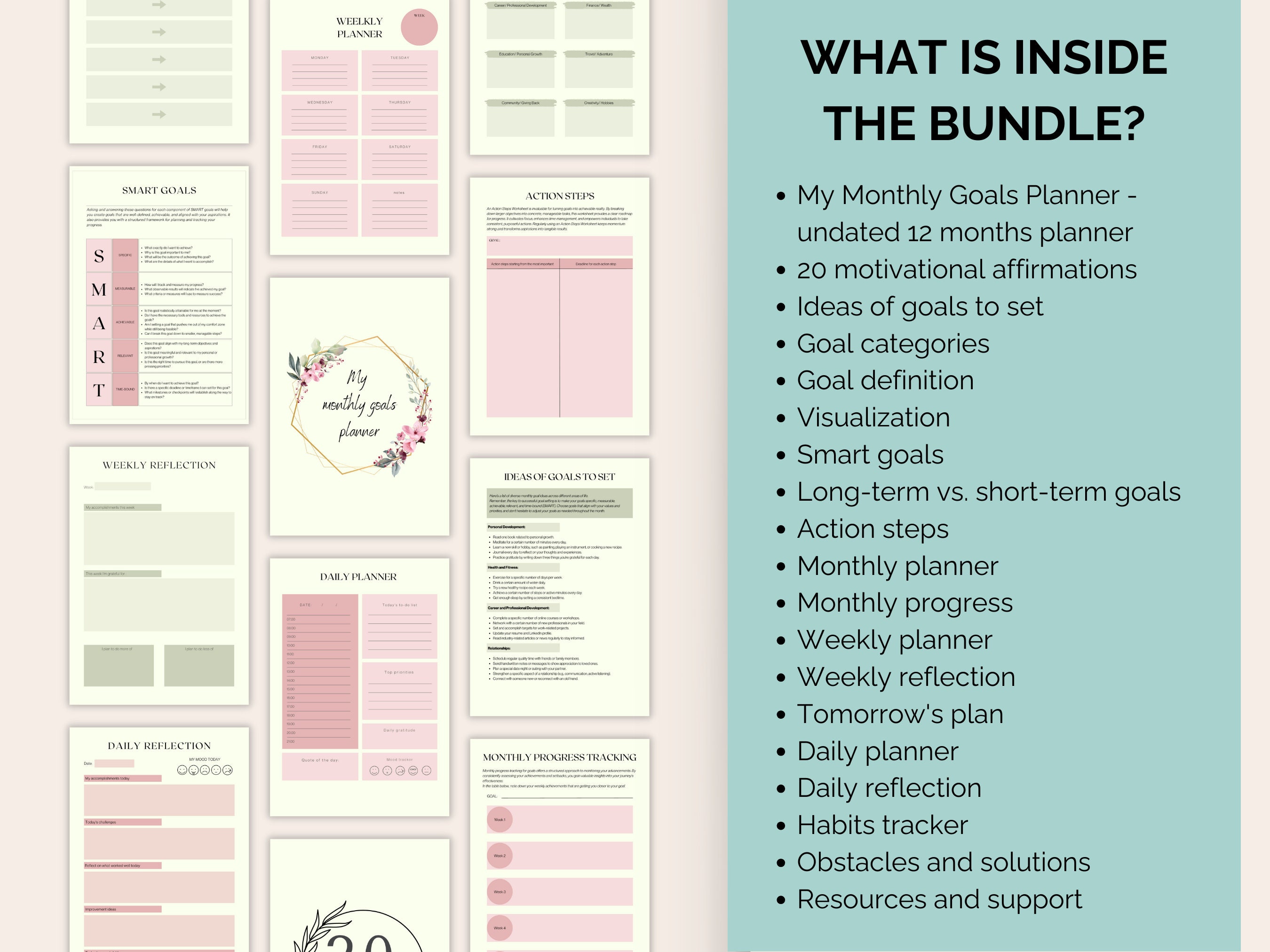 The Ultimate Goals Bundle, Smart Goals Planner, Life Goals Printable ...