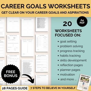 Career Goals Worksheets Bundle: Printable Worksheet for Goal Setting ...