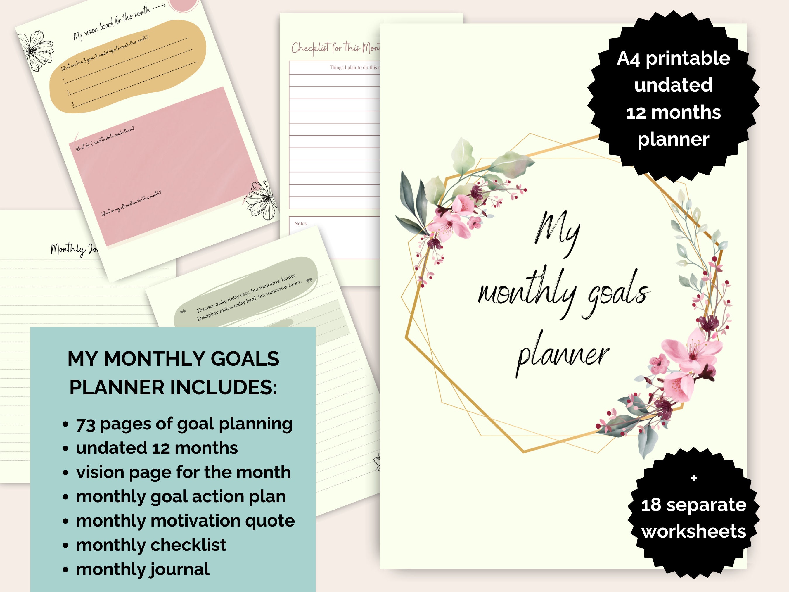 The Ultimate Goals Bundle, Smart Goals Planner, Life Goals Printable ...