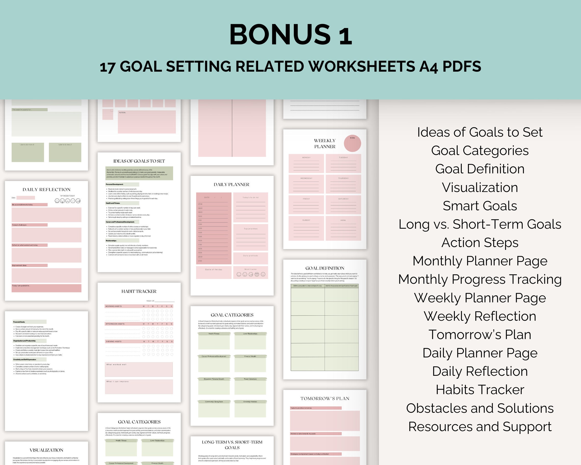 Printable Monthly Goal Planner, Goal Getter Planner, Goal Planner ...