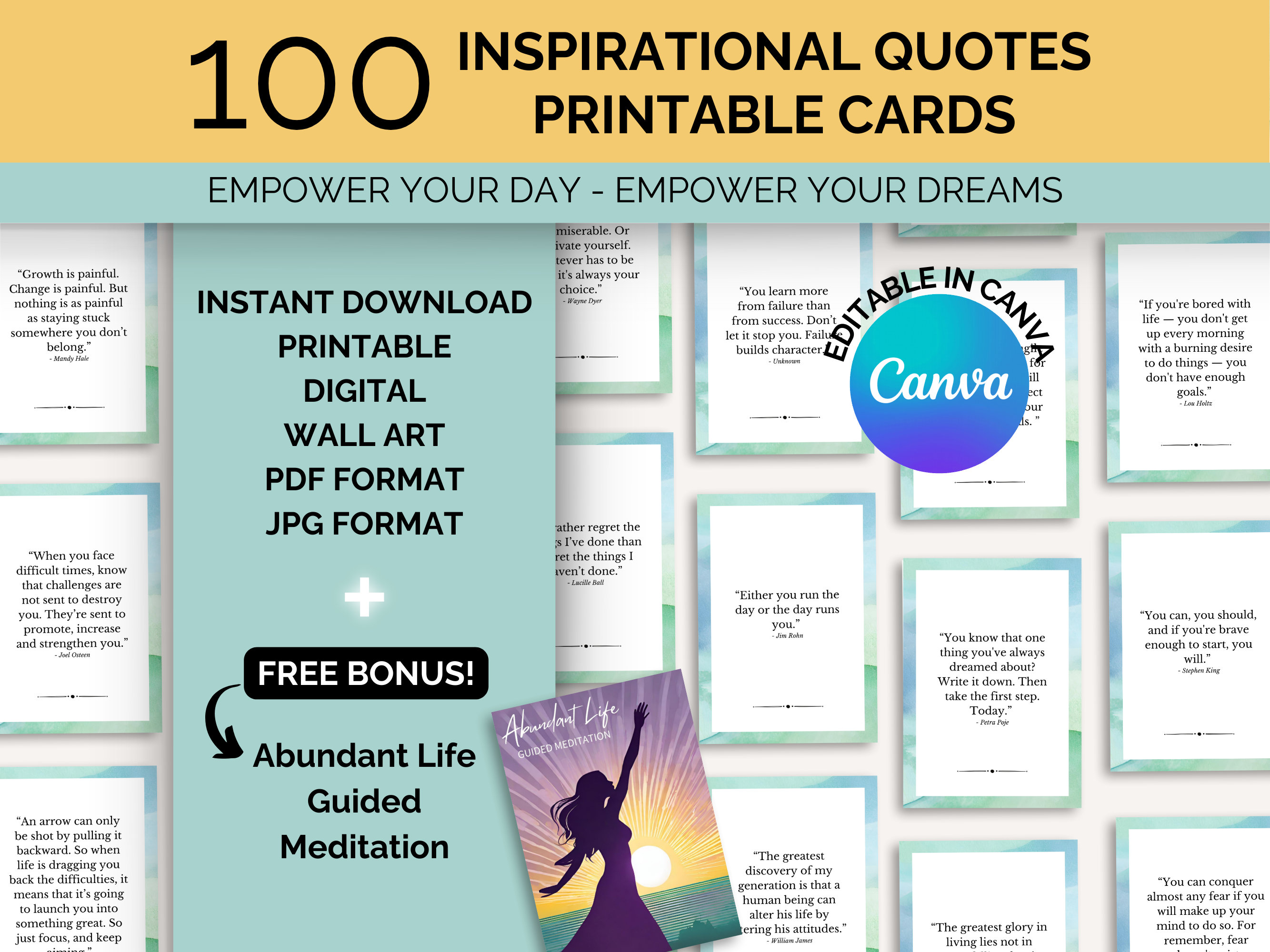 Inspirational Quotes Cards, Daily Motivation Cards, Inspirational ...