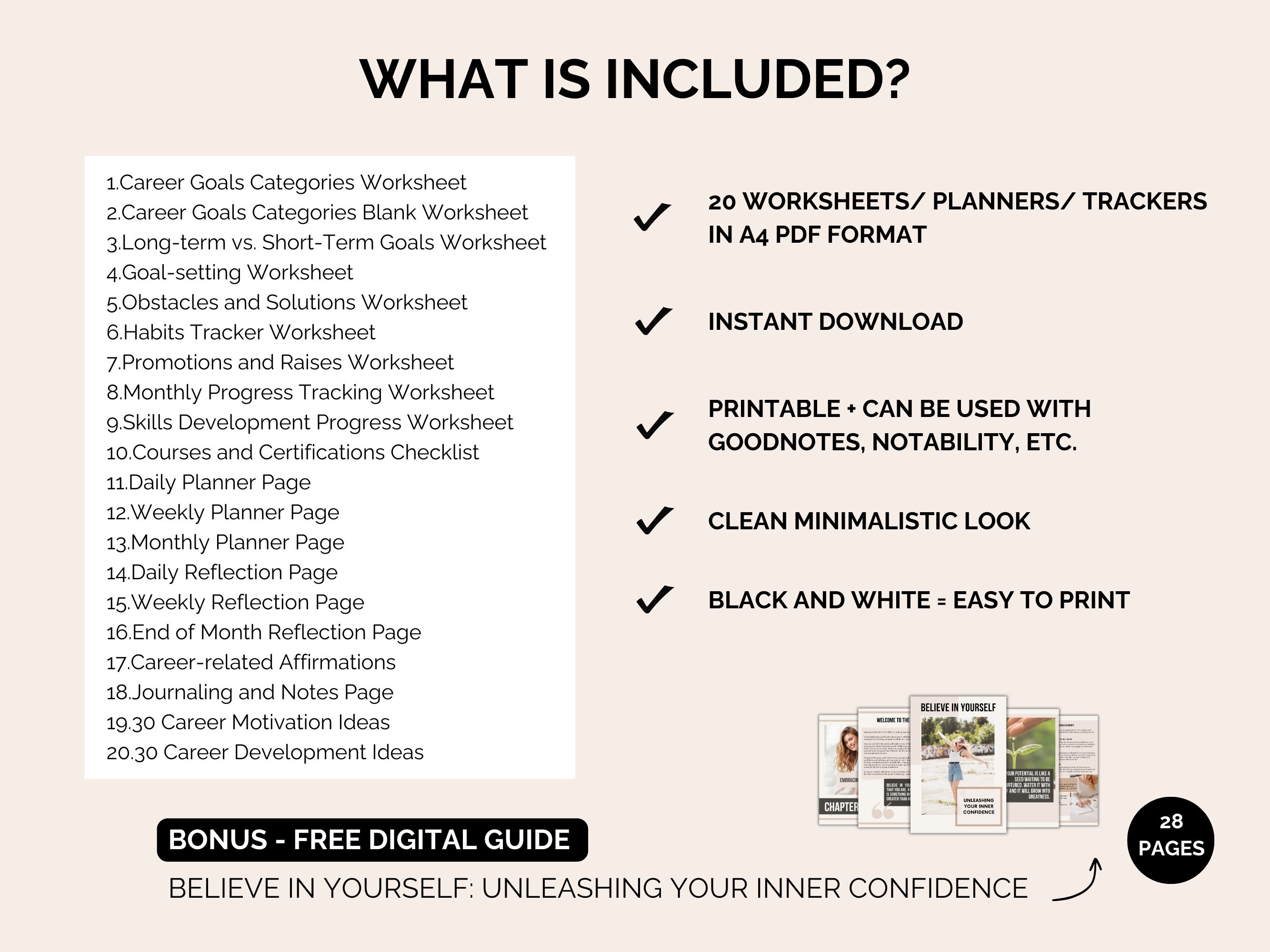 Career Goals Worksheets Bundle: Printable Worksheet for Goal Setting ...